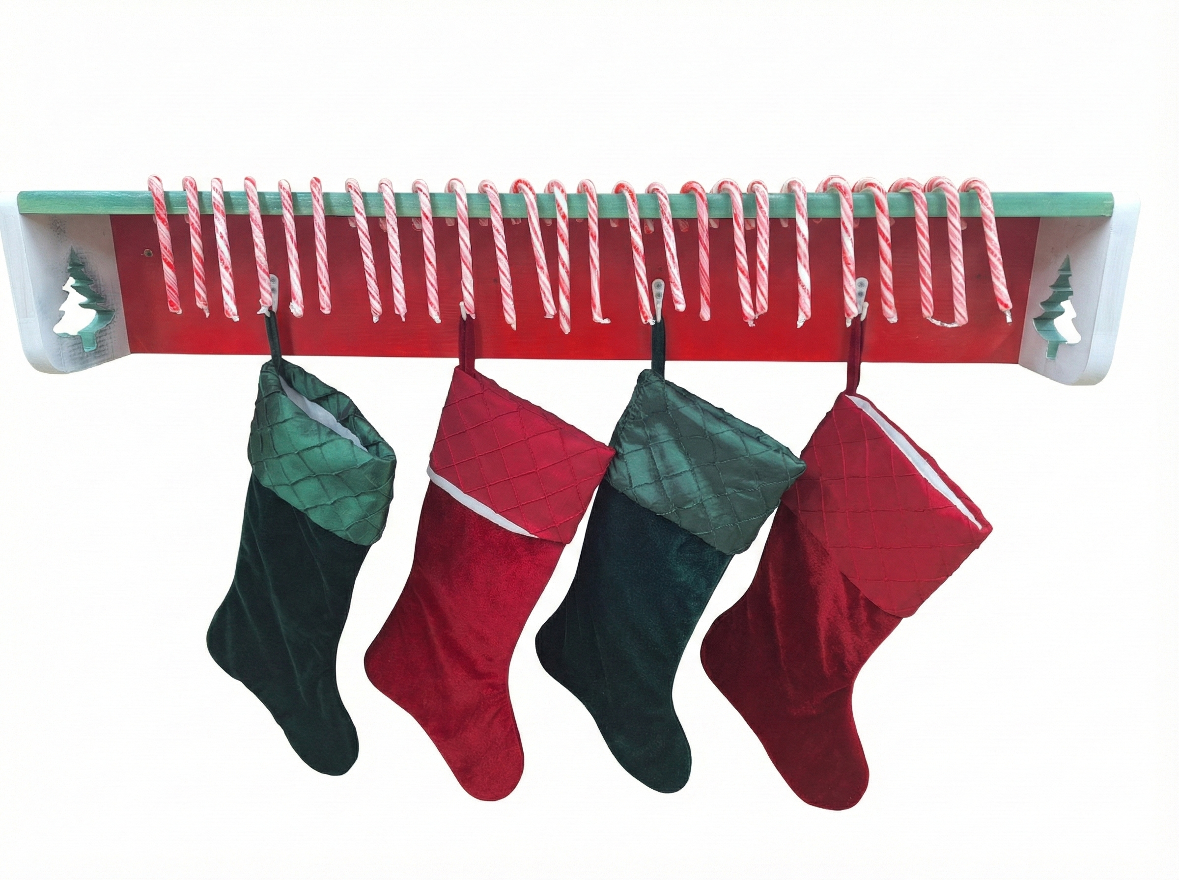 Advent Stocking Shelf | Wall Mounted Stocking Holder & Candy Cane ...