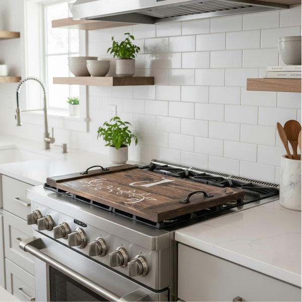 Monogram Stove Cover & Tray | Custom Wooden Noodle Board – The Honest ...